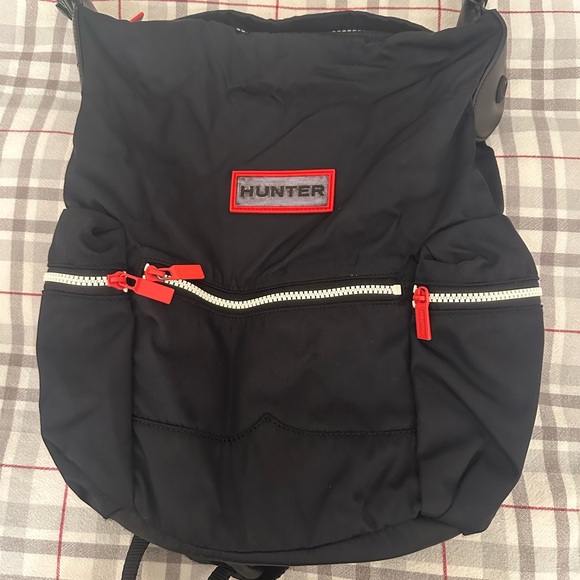Hunter | Bags | Hunter Black Backpack With Red Zippers | Poshmark